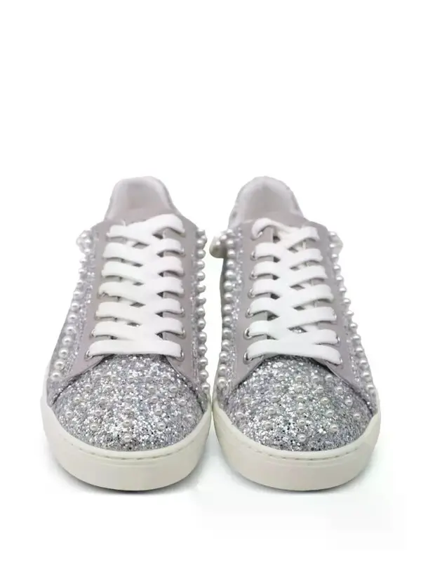STUART WEITZMAN Goldie Faux Pearl-embellished Sneakers