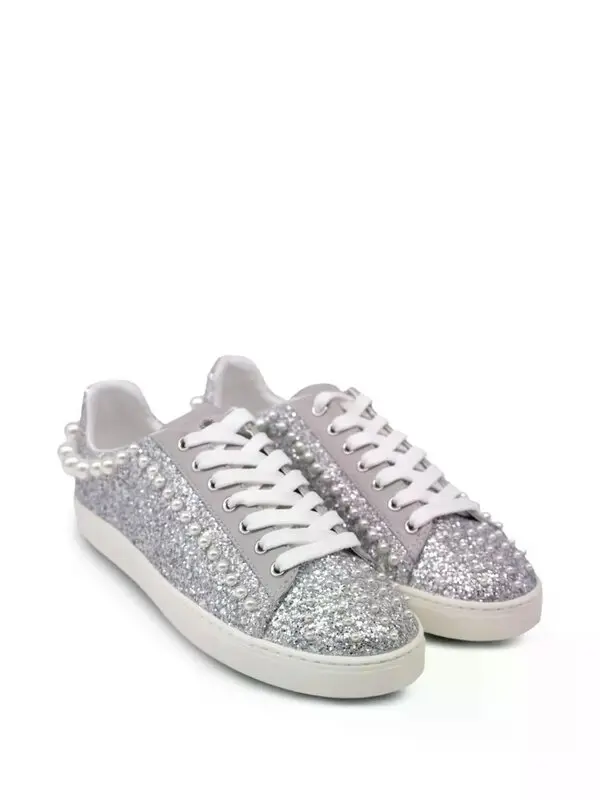 STUART WEITZMAN Goldie Faux Pearl-embellished Sneakers