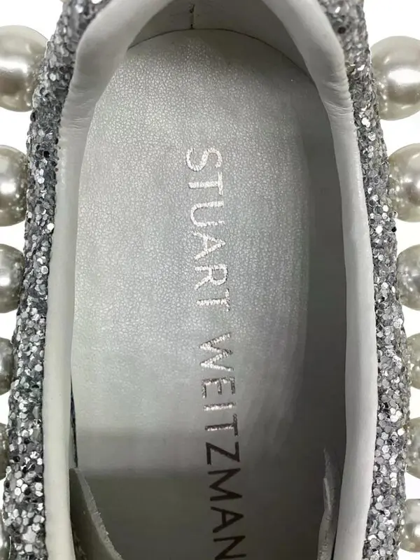 STUART WEITZMAN Goldie Faux Pearl-embellished Sneakers