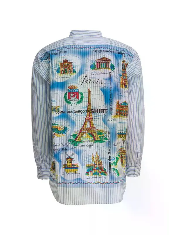 Comme Des Garçons Paris-print Striped Shirt