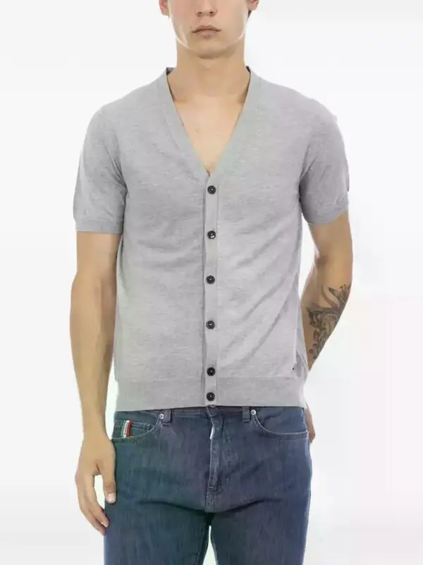BALDININI Short-sleeve V-neck Cardigan - Grey