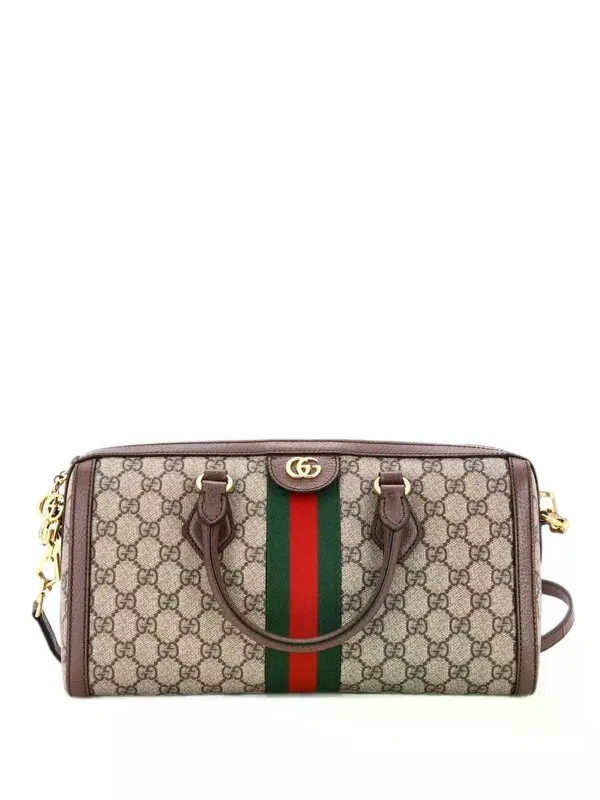 Gucci Ophidia Boston Bag Gg Coated Canvas Medium Satchel