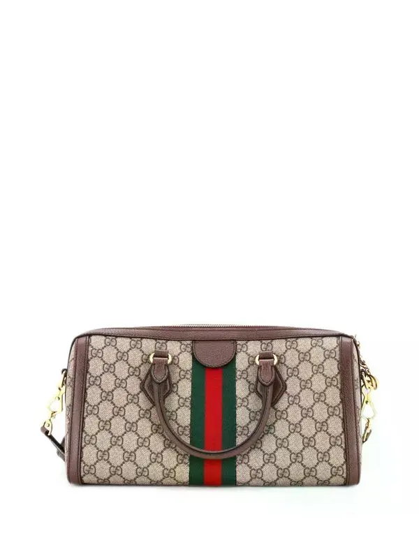 Gucci Ophidia Boston Bag Gg Coated Canvas Medium Satchel