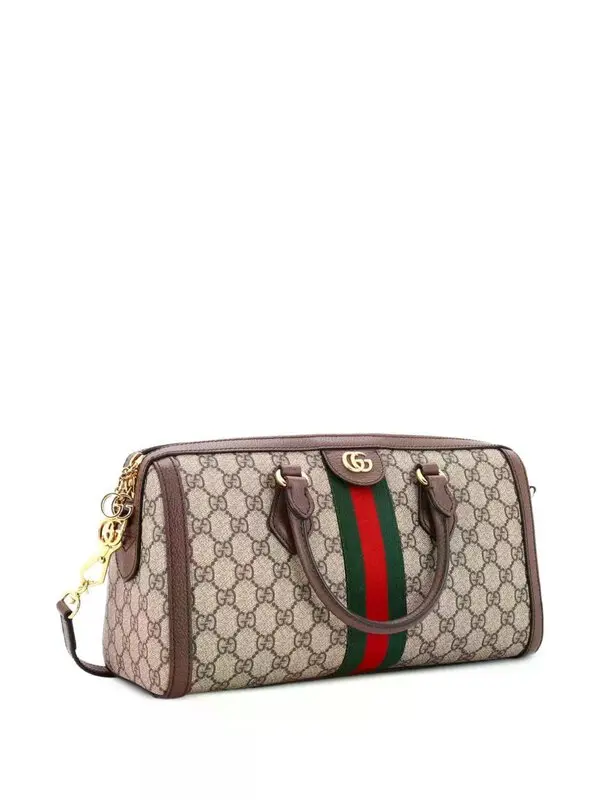 Gucci Ophidia Boston Bag Gg Coated Canvas Medium Satchel