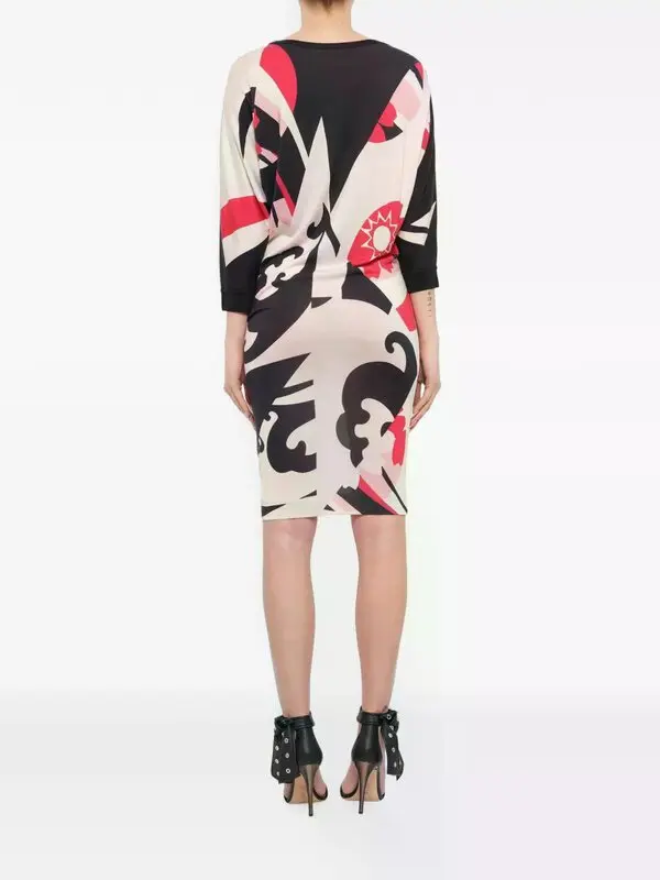 Alexander McQueen Abstract-print Three-quarter-sleeve Mini Dress
