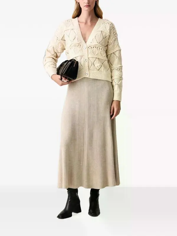 FRACOMINA Cable-knit Floral-appliqué Cardigan