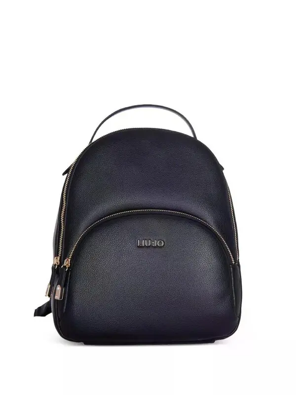 Liu Jo Grained-effect Logo-plaque Backpack - Black