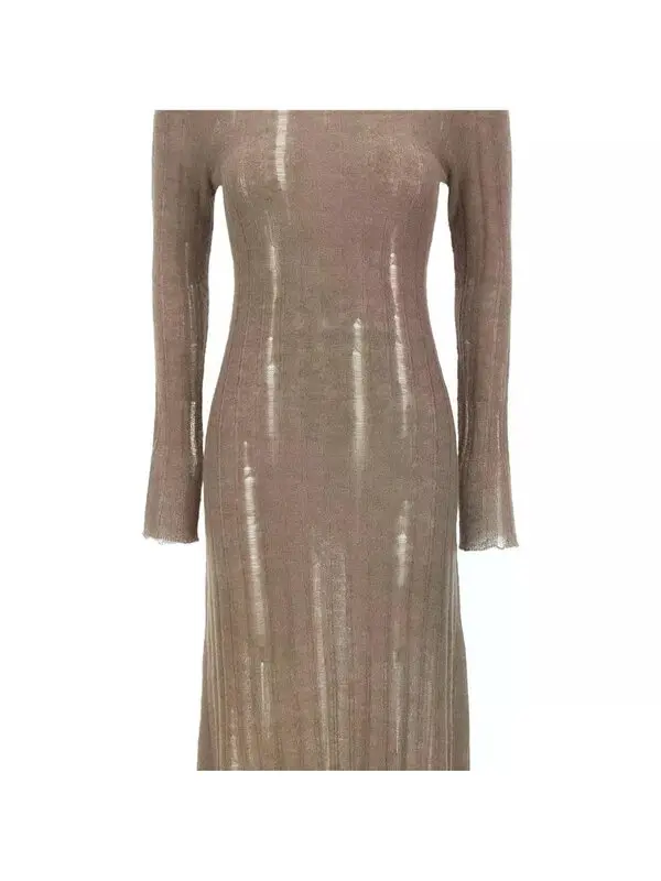 Fabiana Filippi Distressed Ribbed-knit Maxi Dress