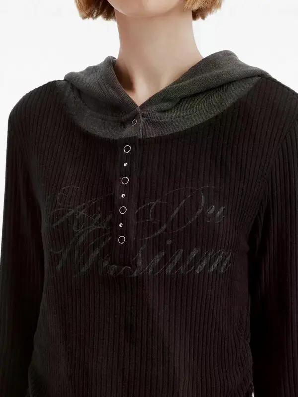 MUSIUM DIV. Ribbed Logo-print Hoodie - Black