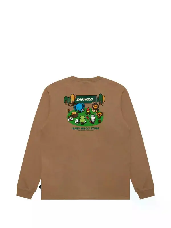 A BATHING APE Baby Milo Graphic-print Long Sleeve T-shirt - Brown