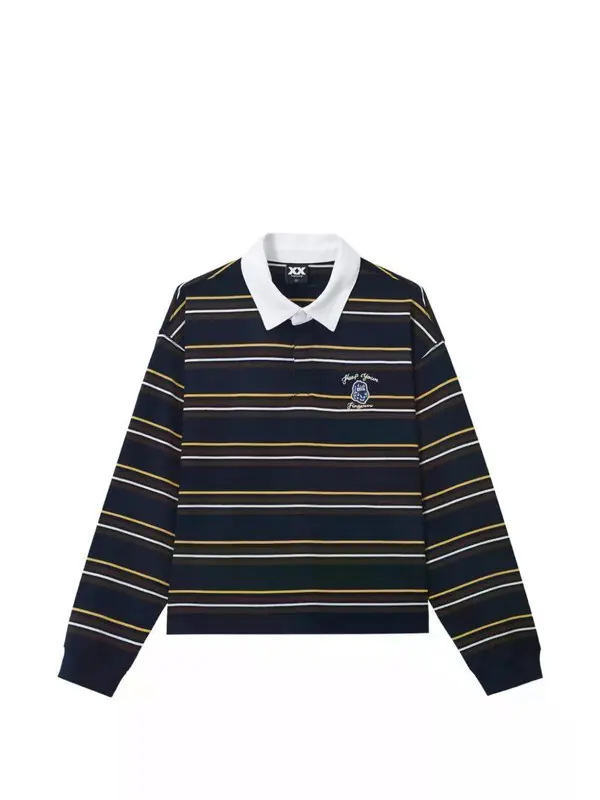 FINGERCROXX Striped Long-sleeve Polo Shirt