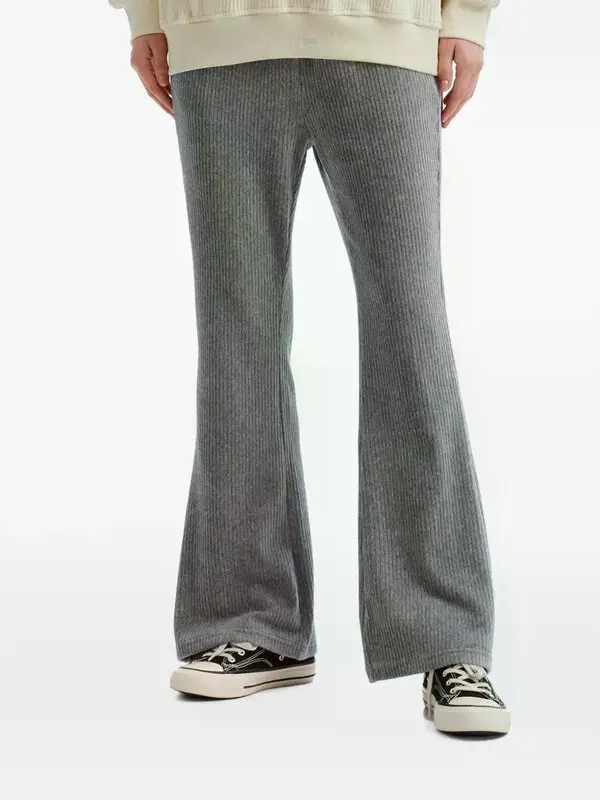 FINGERCROXX Ribbed-knit Logo-patch Flared Trousers
