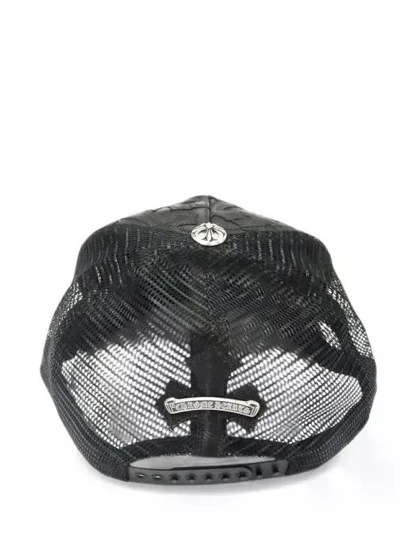 Chrome Hearts Cemetery Cross Leather Trucker Hat