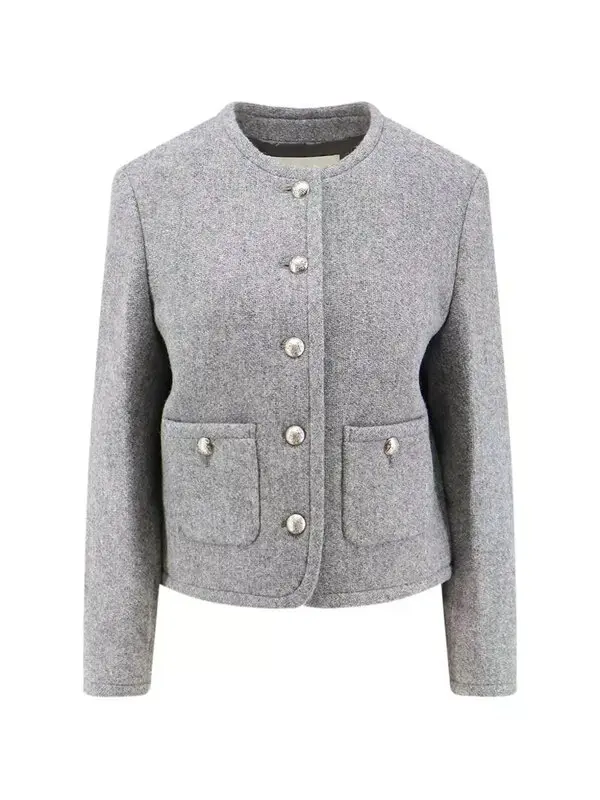 DUNST Button-up Collarless Tweed Jacket