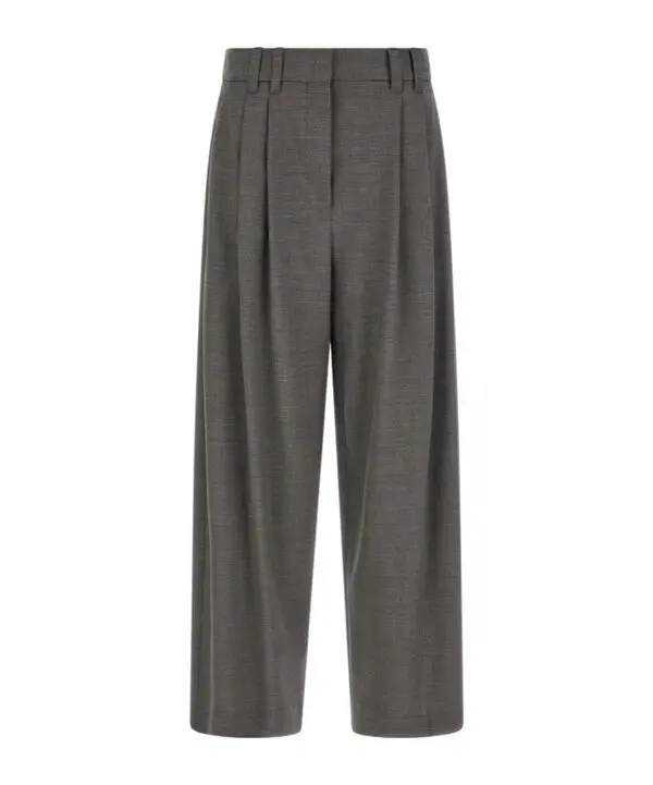 Brunello Cucinelli Tropical Luxury Wool Tailored Trousers With Monili
