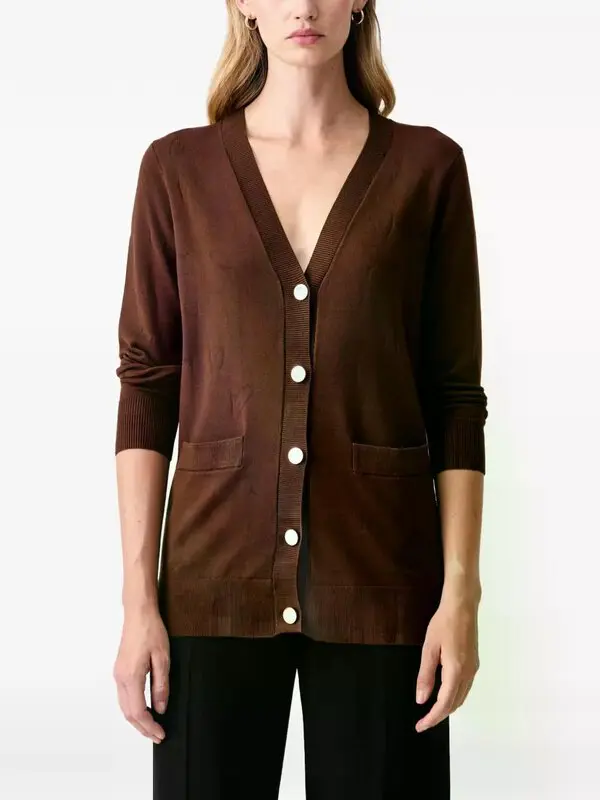 FRACOMINA Patterned V-neck Cardigan - Brown