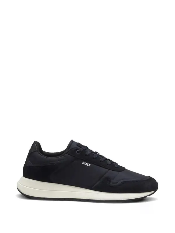 BOSS Lace-up Sneakers In Lightweight Fabric With Suede Trims
