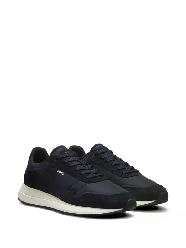 BOSS Lace-up Sneakers In Lightweight Fabric With Suede Trims
