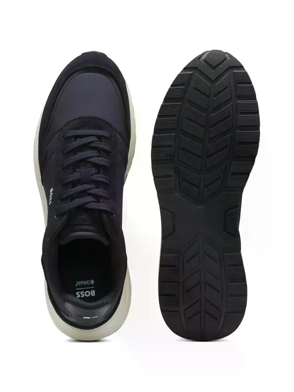 BOSS Lace-up Sneakers In Lightweight Fabric With Suede Trims