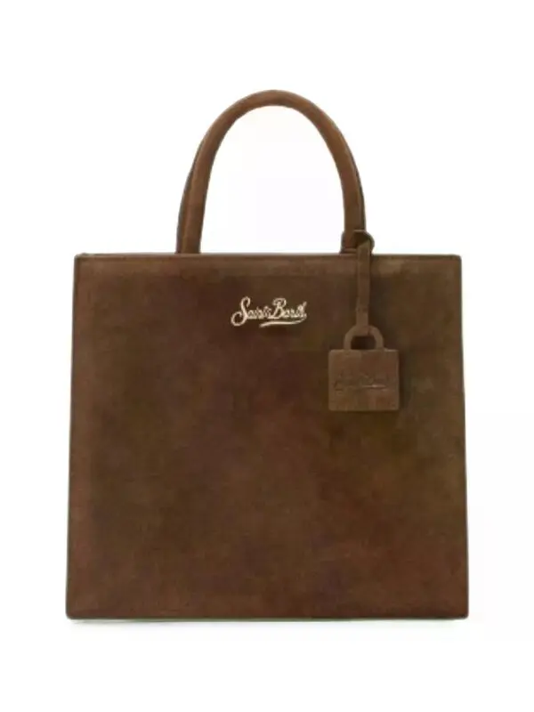 MC2 SAINT BARTH Shop Bag Logo-lettering Suede Tote Bag - Brown