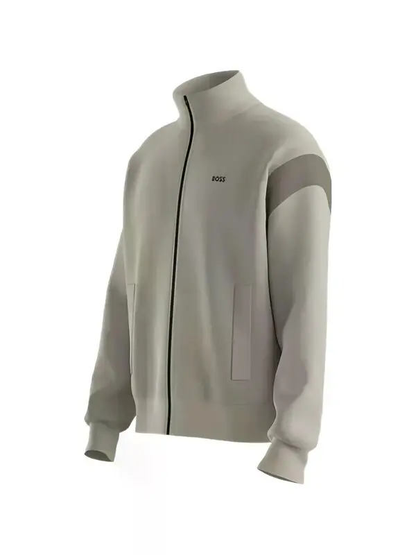 BOSS Zippered Cotton-blend Sweatshirt With Contrast Inserts