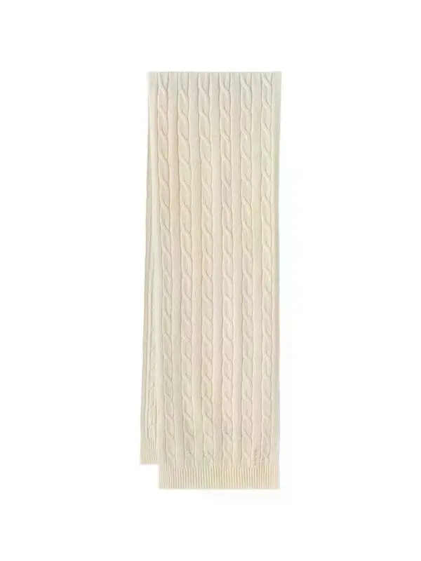 Gant Cable-knit Embroidered-logo Scarf