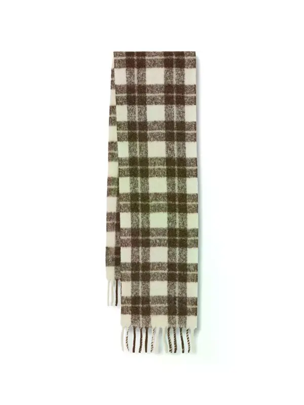 Marc O'polo Check-pattern Fringed Scarf - Brown