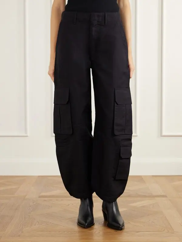 AGOLDE Ambika Utility Cotton-sateen Barrel-leg Pants - Black