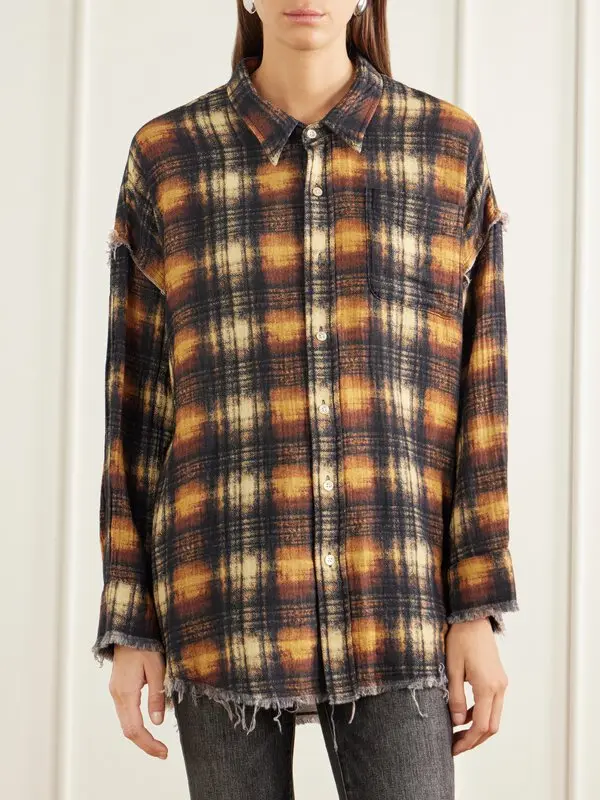 R13 Frayed Cotton-flannel Shirt - Multi