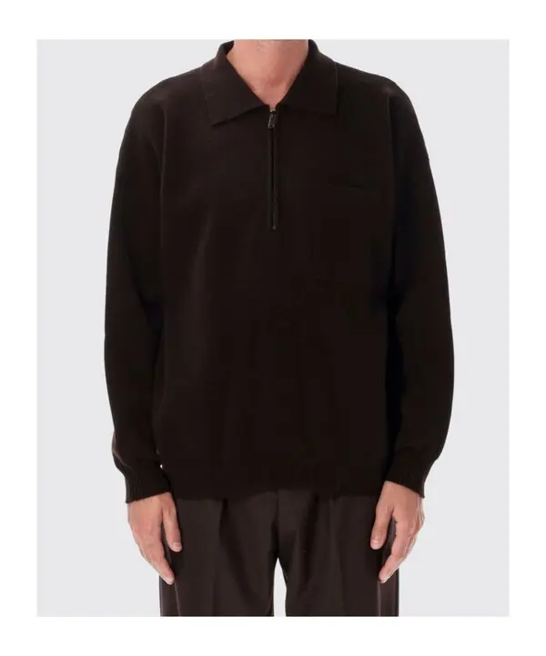 ROBERTO COLLINA Half-zip Polo Sweater - Brown