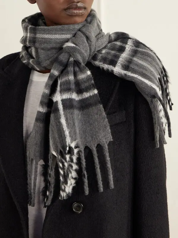 Johnstons Of Elgin Mull Fringed Checked Wool, Cashmere And Silk-blend Scarf