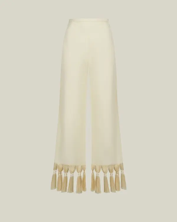 TALLER MARMO Marlino Fringed Pants - Ivory