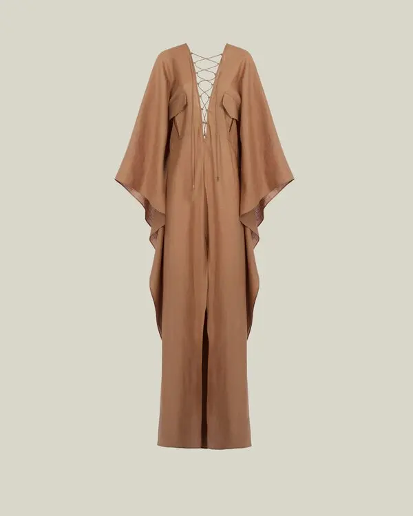 TALLER MARMO Mojave Linen Kaftan - Camel