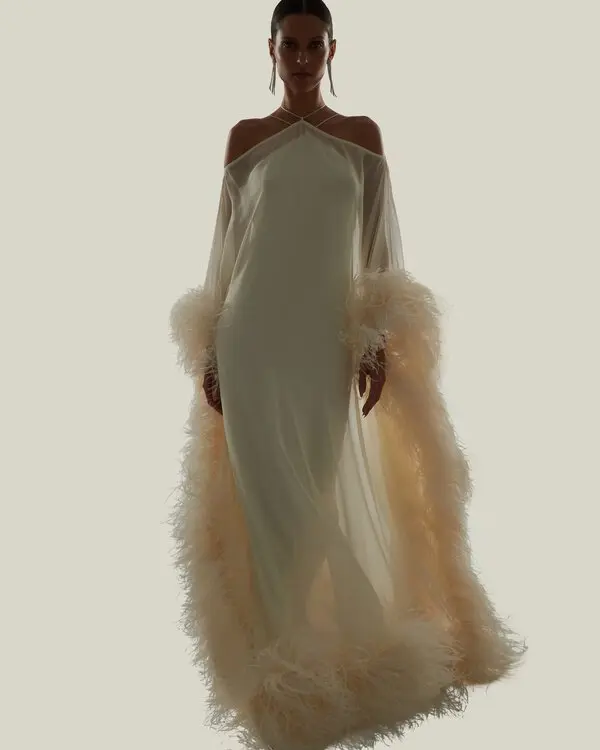 TALLER MARMO Feathered Sza Sza Spirito Kaftan