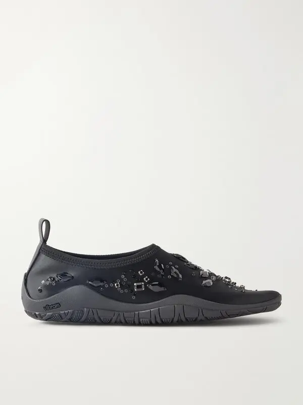JIL SANDER Elbe Embellished Satin Slip-ons