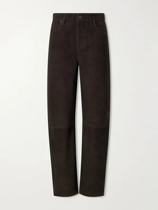 Citizens Of Humanity Miro Paneled Suede Mid-rise Barrel-leg Pants - Brown