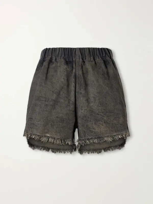 Rick Owens Frayed Denim Shorts - Stone