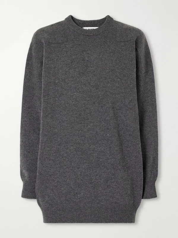 JIL SANDER Padded Wool-blend Sweater - Gray