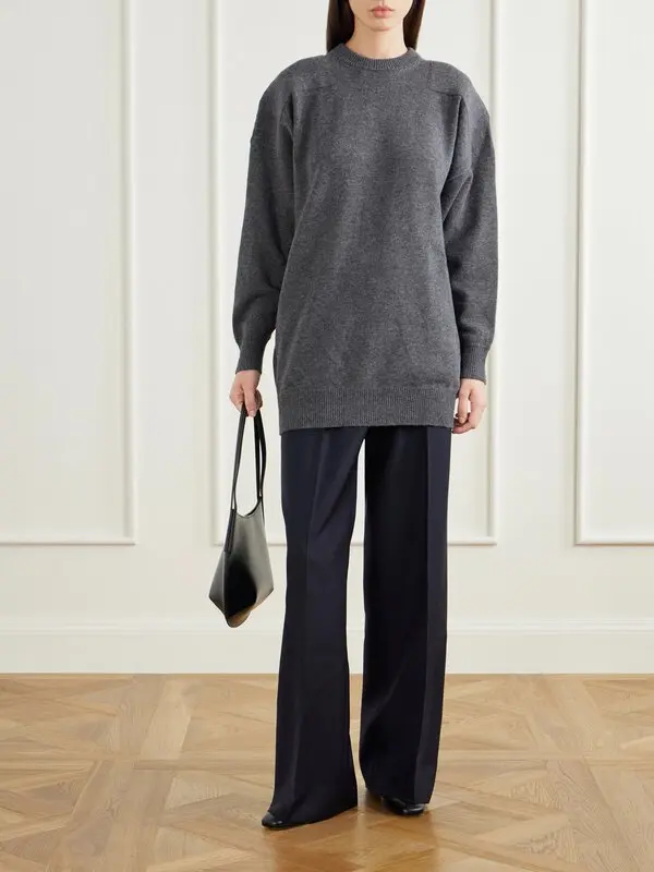 JIL SANDER Padded Wool-blend Sweater - Gray