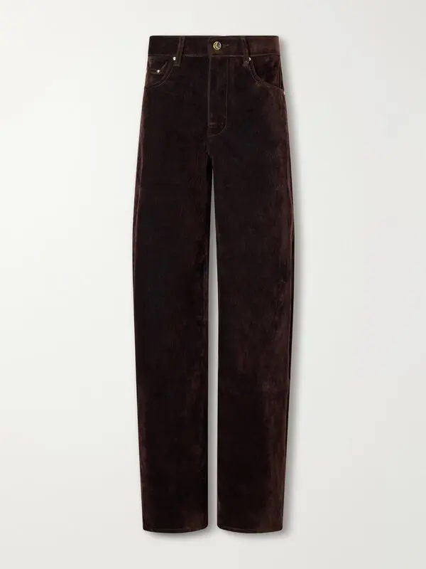 Ossou Rider Cotton-blend Velvet Low-rise Wide-leg Jeans - Brown