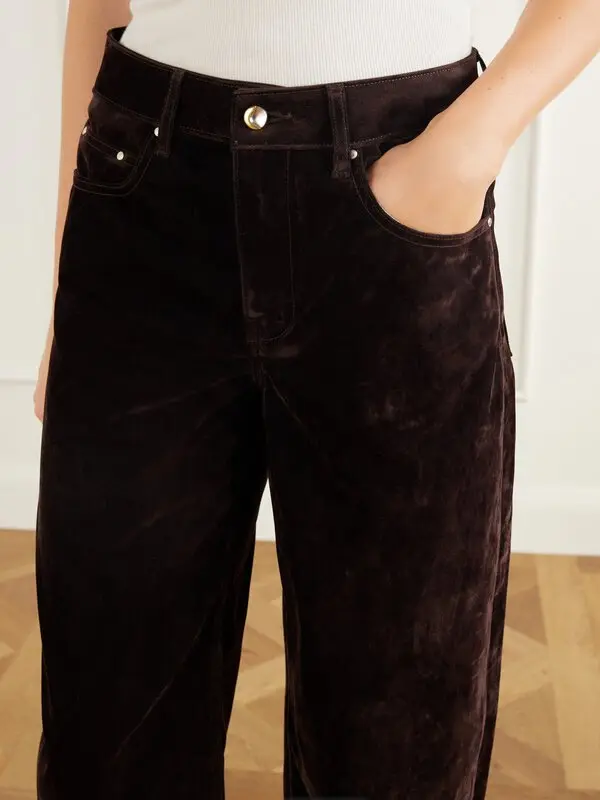 Ossou Rider Cotton-blend Velvet Low-rise Wide-leg Jeans - Brown