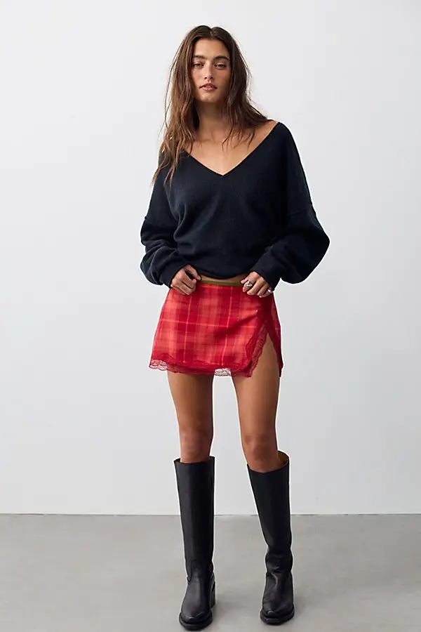 Free People Avani Postage Mixed Mini Skirt