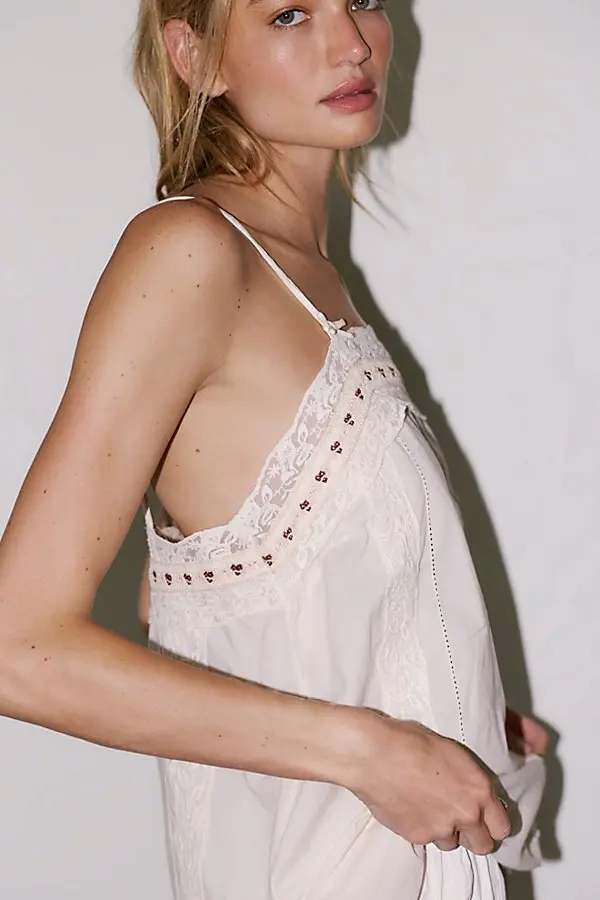 Free People Sweet Heart Mini Shift Slip Dress - Ivory
