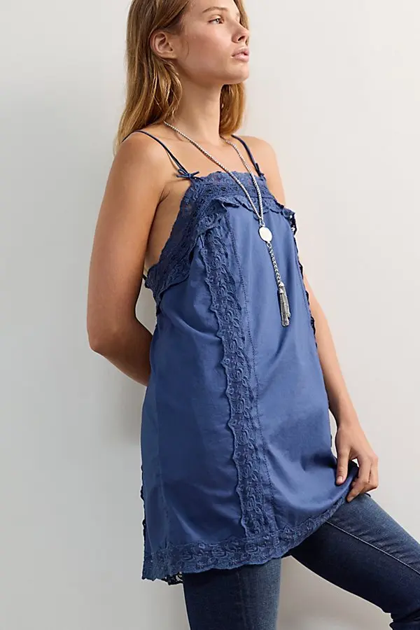 Free People Sweet Heart Mini Shift Slip Dress - Open Waters