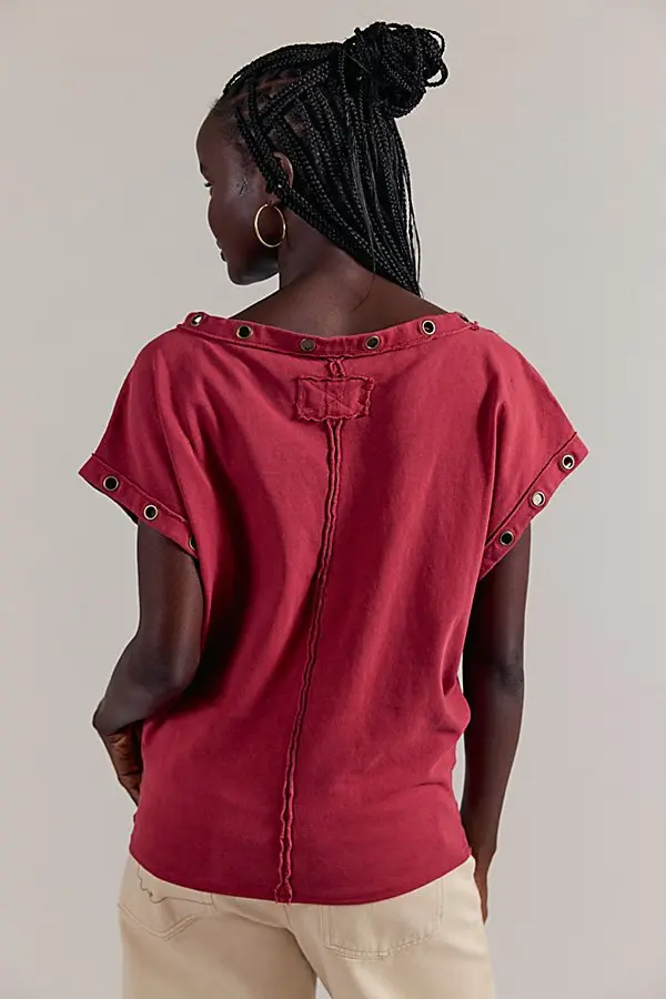 Free People We The Free Off-the-shoulder Billie Tee - Cardinal