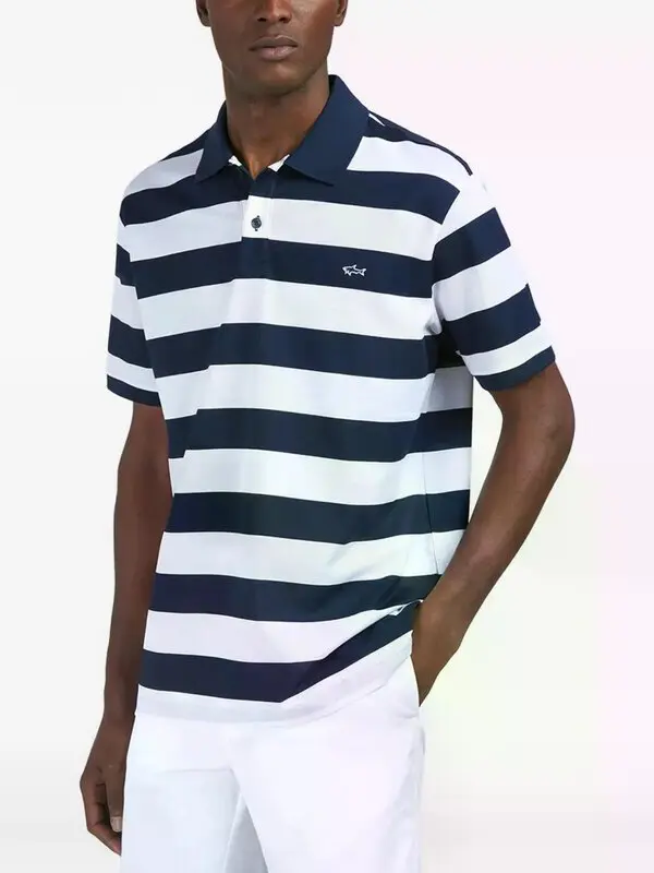 Paul & Shark Striped Cotton Polo Shirt - Blue