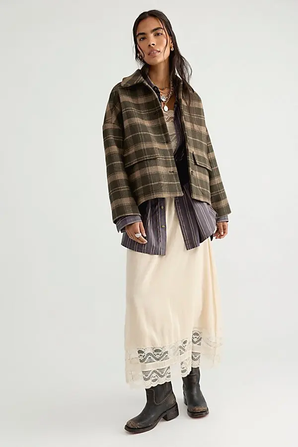 Barbour Myla Checked Wool Coat