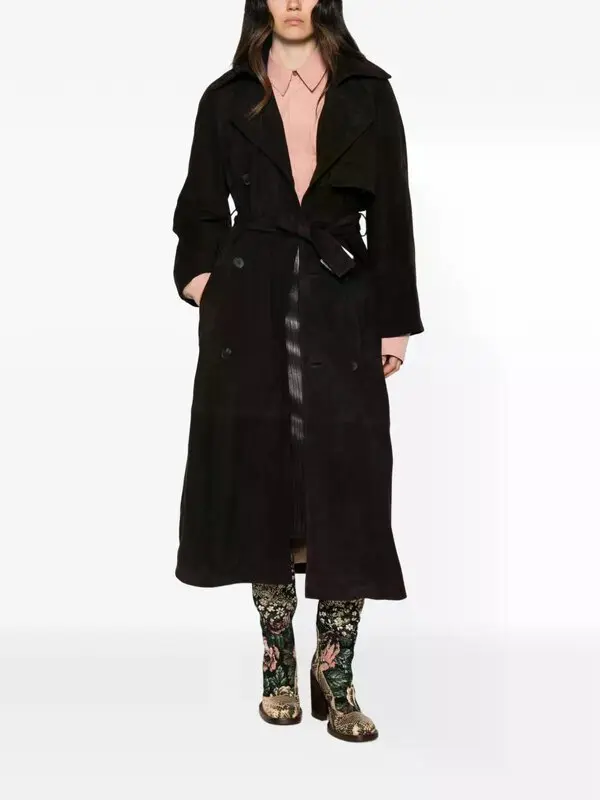 SWORD 6644 Suede Double-breasted Coat