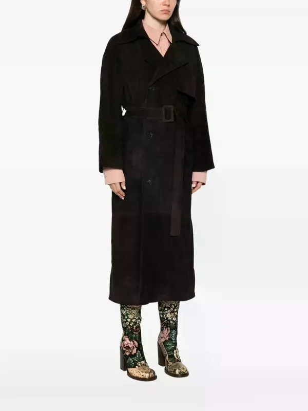 SWORD 6644 Suede Double-breasted Coat