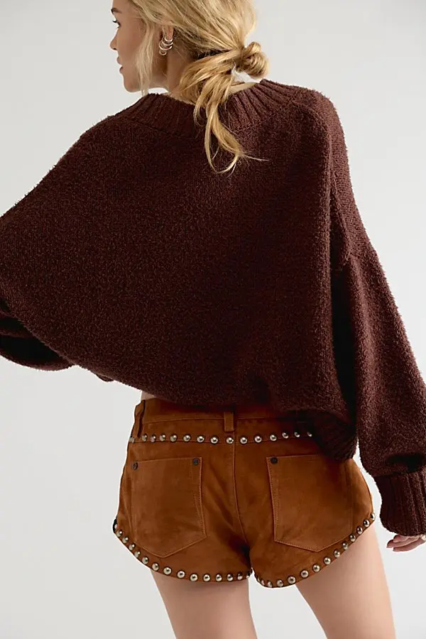 ONETEASPOON Dukes Lace Up Suede Micro Shorts